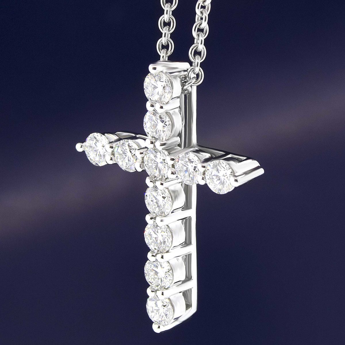 Diamond Cross Necklace Pendant 0.72 Carats - Sarkisians Jewelry