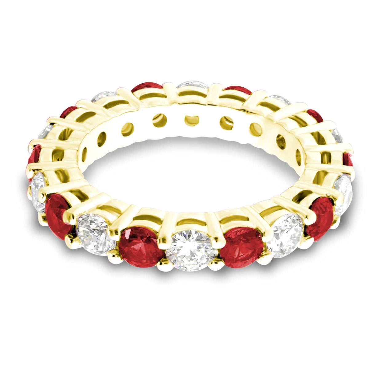 Round Diamond & Ruby Eternity Ring - Sarkisians Jewelry