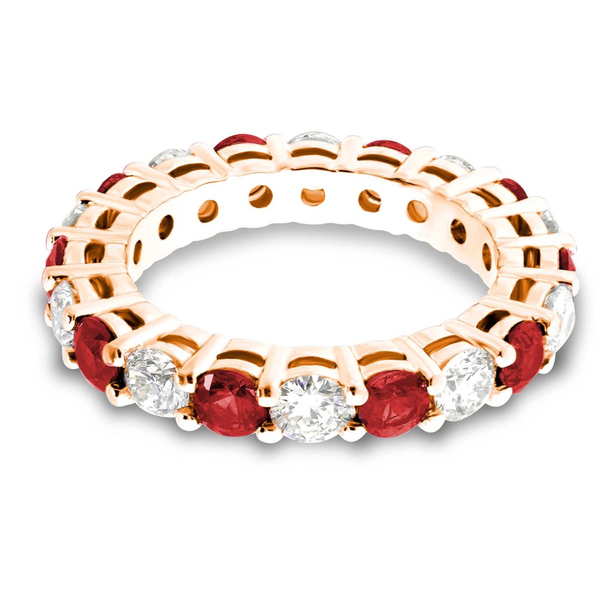 Round Diamond & Ruby Eternity Ring - Sarkisians Jewelry