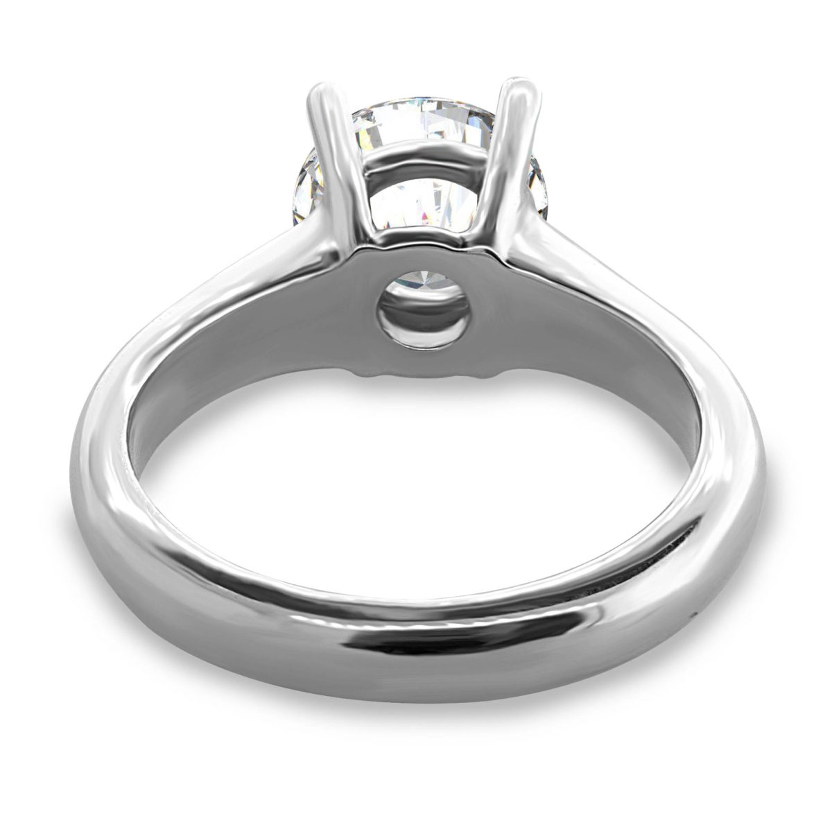 Double Prong Wide Band Solitaire Ring - Sarkisians Jewelry