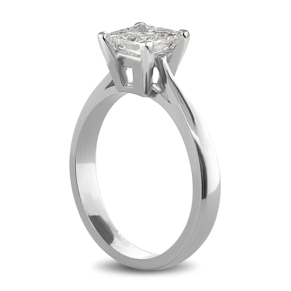 Double Prong Wide Band Solitaire Ring - Sarkisians Jewelry