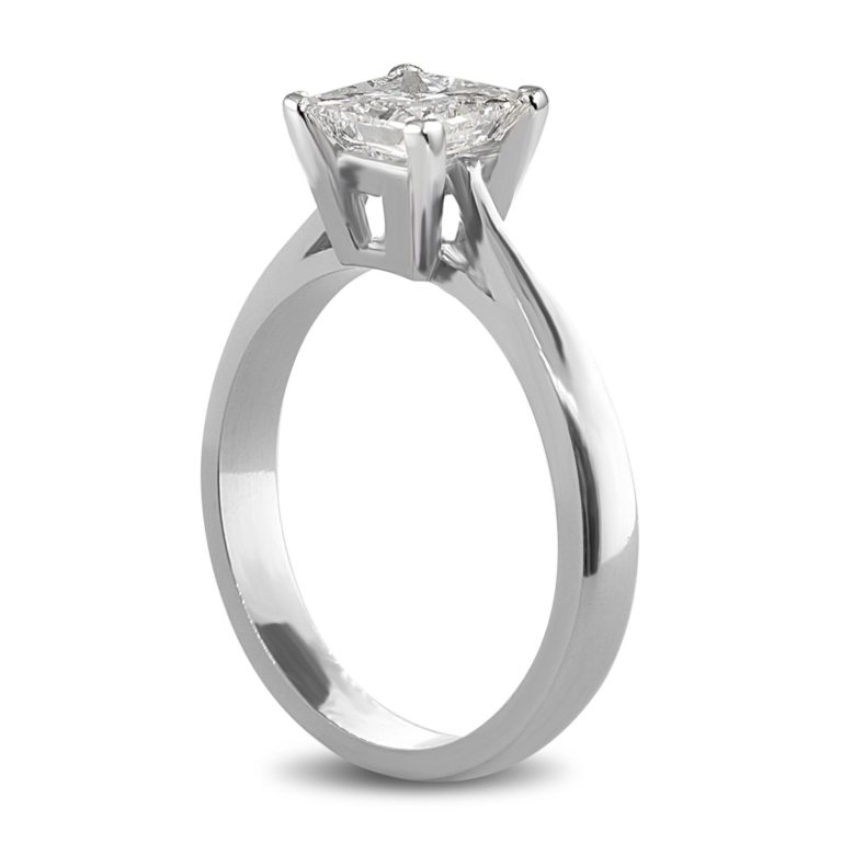 Double Prong Wide Band Solitaire Ring - Sarkisians Jewelry