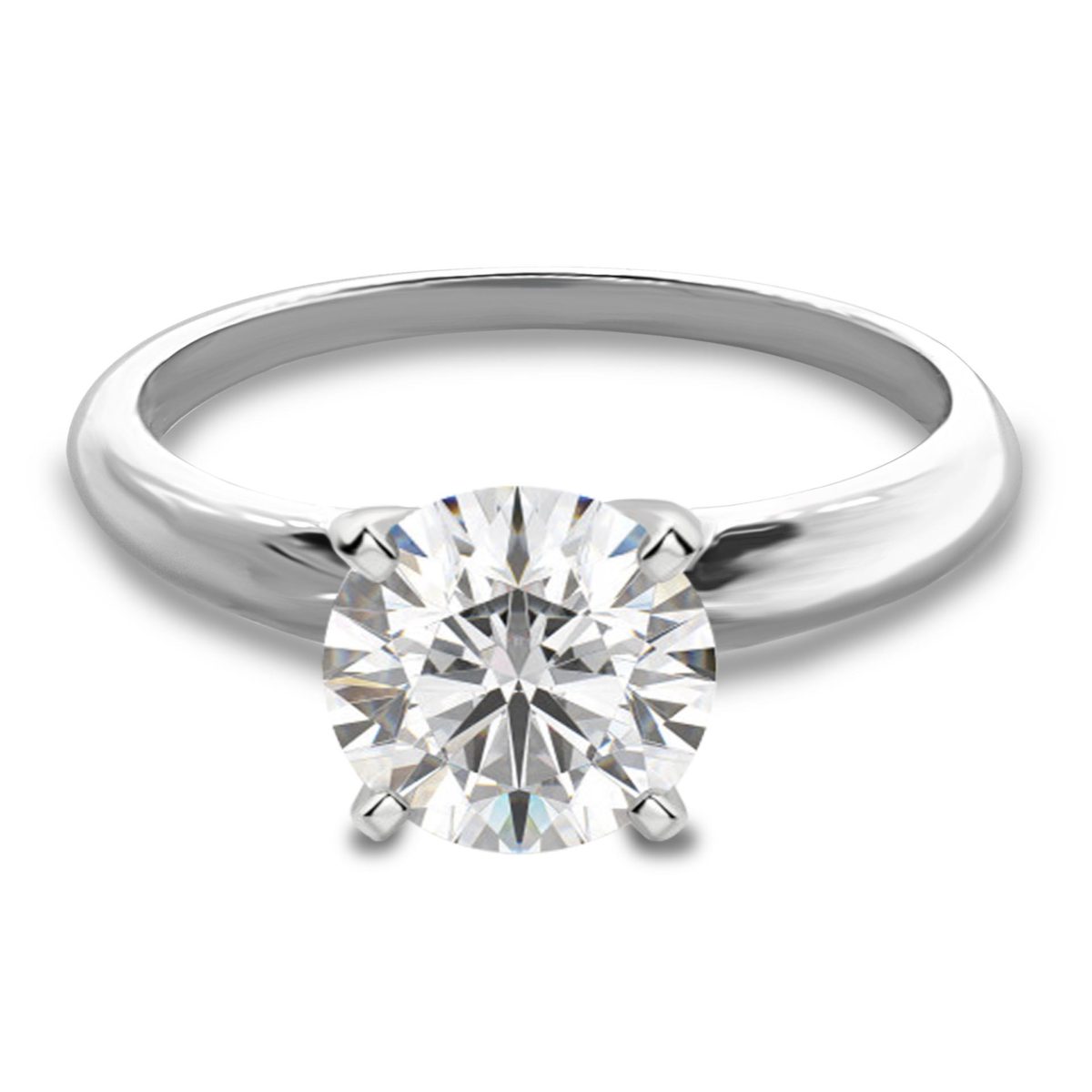 Double Prong Wide Band Solitaire Ring - Sarkisians Jewelry