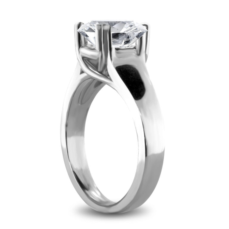 Double Prong Wide Band Solitaire Ring - Sarkisians Jewelry