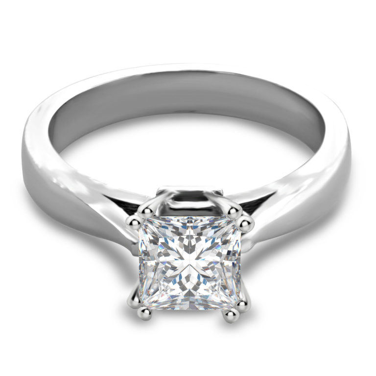 Double Prong Wide Band Solitaire Ring - Sarkisians Jewelry